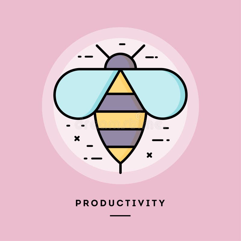 Productivity Bee, Flat Design Thin Line Banner. Stock Vector ...
