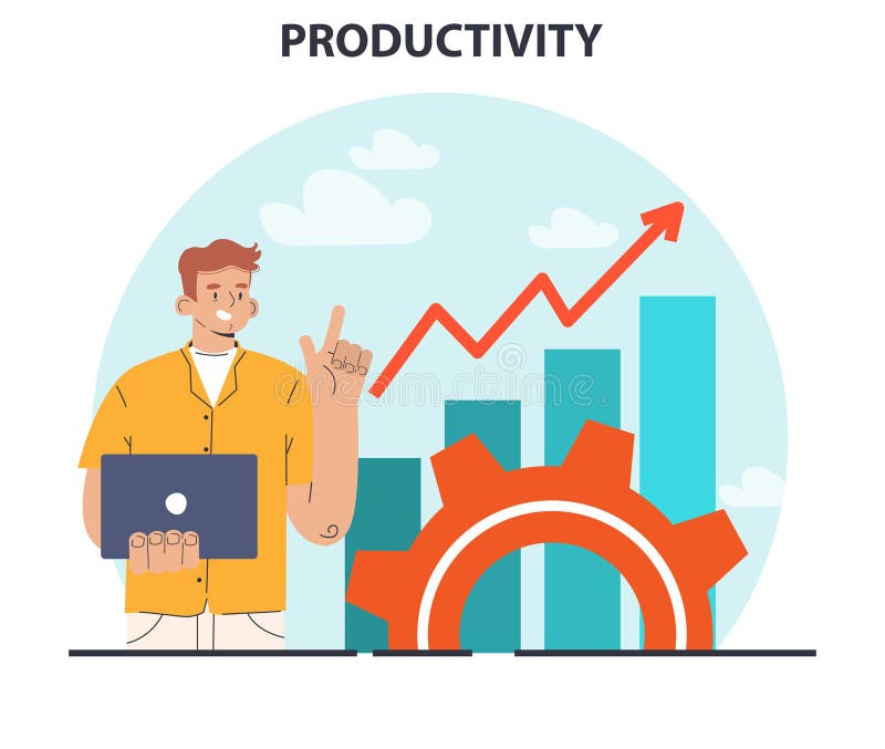 Productivity Concept. Character Worktime Optimization Stock Vector ...