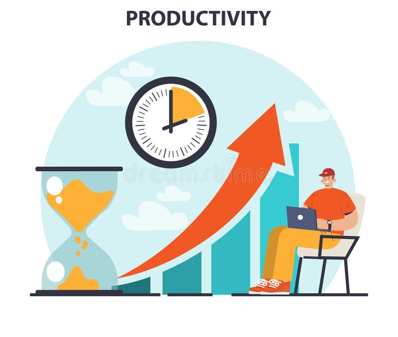 Productivity Concept. Character Worktime Optimization Stock Vector ...
