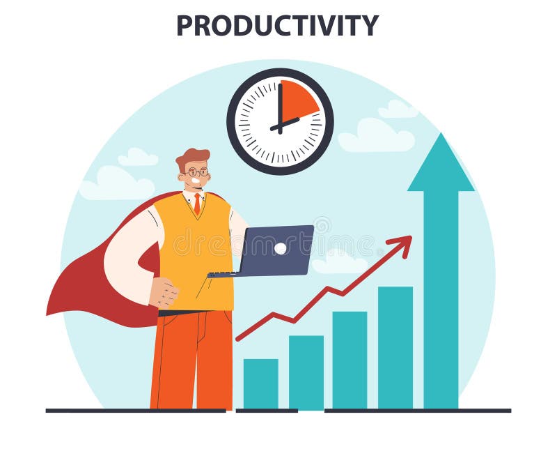 Productivity Concept. Character Worktime Optimization Stock ...