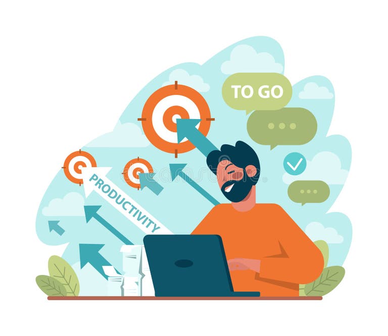 Productivity Concept. Employee Job Performance Efficiency Stock Vector ...