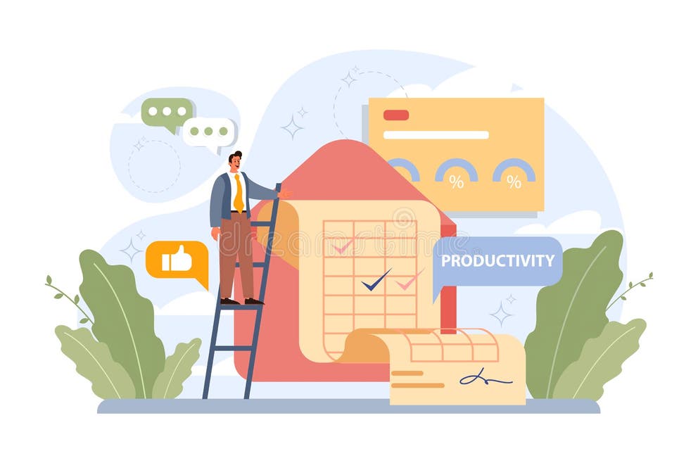 Productivity Concept. Employee Job Performance Efficiency Stock ...