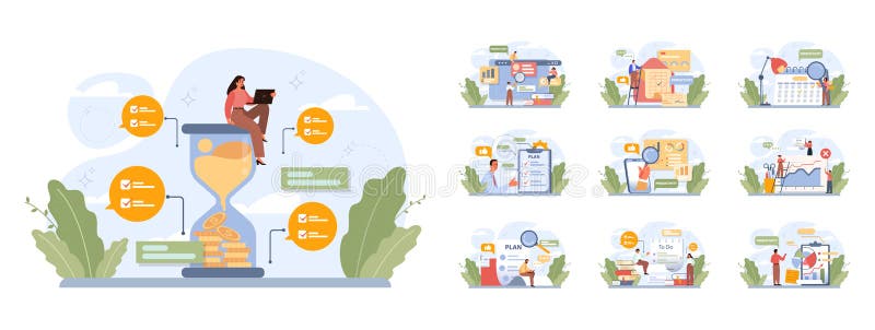 Productivity Concept Set. Employee Job Performance Efficiency Stock ...