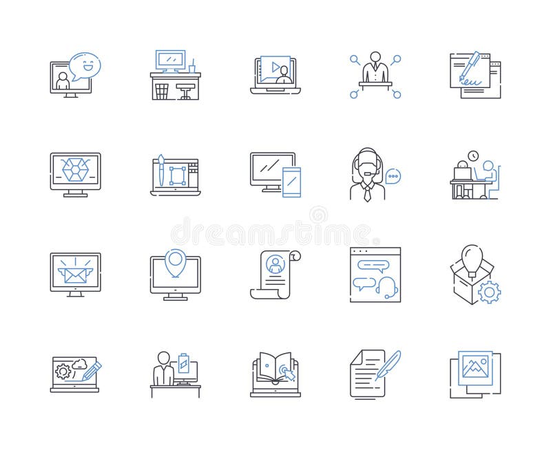 Productivity And Efficiency Line Icons Collection Optimization