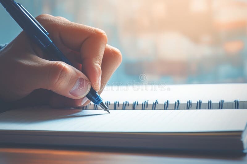 Productivity at Hand Man Hand with Pen Writing on Notebook Stock ...