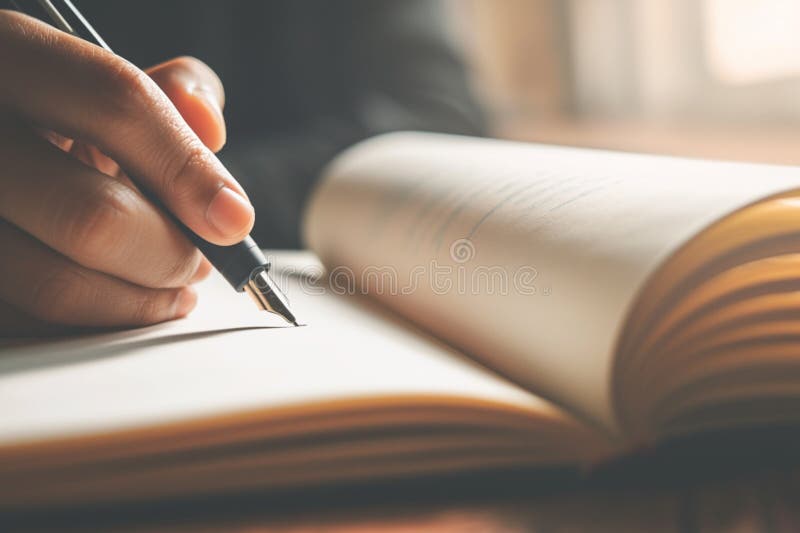 Productivity at Hand Man Hand with Pen Writing on Notebook Stock ...