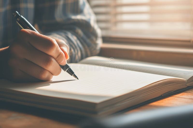 Productivity at Hand Man Hand with Pen Writing on Notebook Stock ...