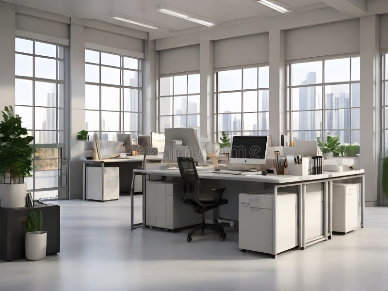 Productivity Hub: Inside the Modern Office Space Stock Image - Image of ...