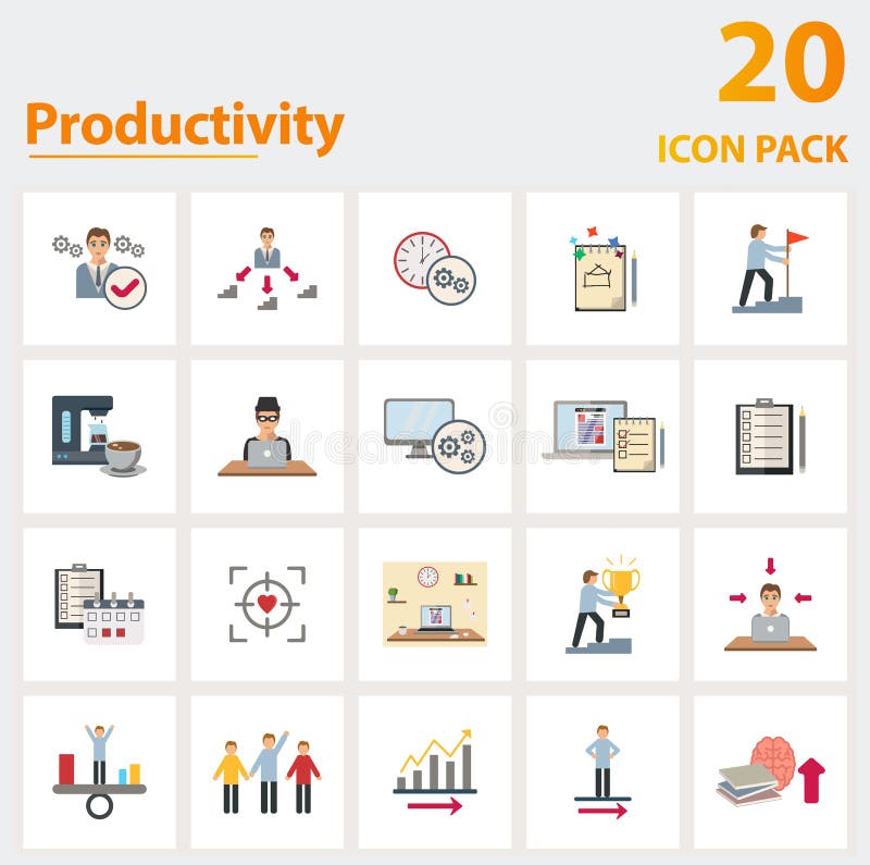 Productivity Icon Set. Collection of Simple Elements Such As the Skill ...