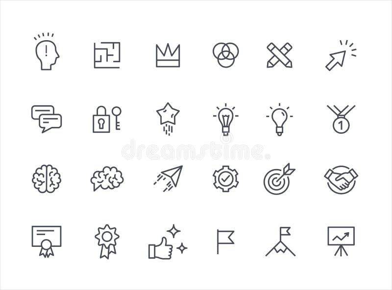 Productivity Improvement Creative Icons Thin Vector Set Stock Vector ...