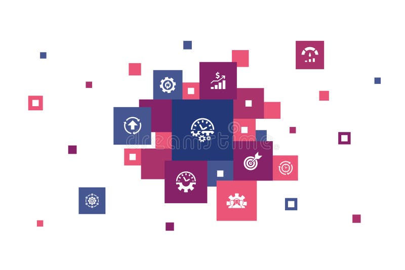 Productivity Infographic 10 Steps Pixel Stock Vector - Illustration of ...