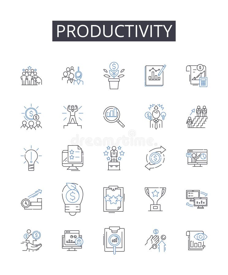 Productivity Line Icons Collection. Efficiency, Efficacy, Effectiveness ...