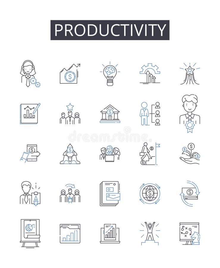 Productivity Line Icons Collection Efficiency Efficacy Effectiveness