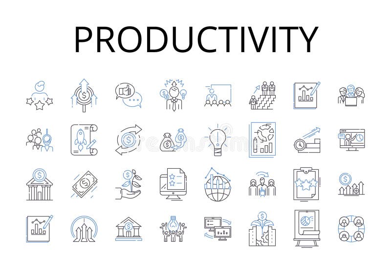 Productivity Line Icons Collection. Efficiency, Efficacy, Effectiveness ...