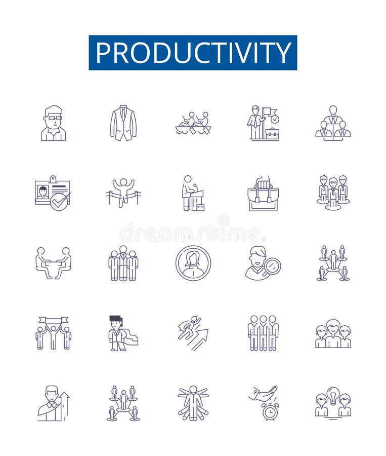 Productivity Line Icons Signs Set. Design Collection of Efficiency ...