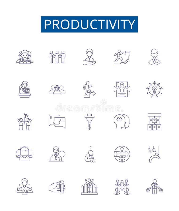 Productivity Line Icons Signs Set. Design Collection of Efficiency ... Productivity Line Icons Signs Set. Design Collection of Efficiency ...