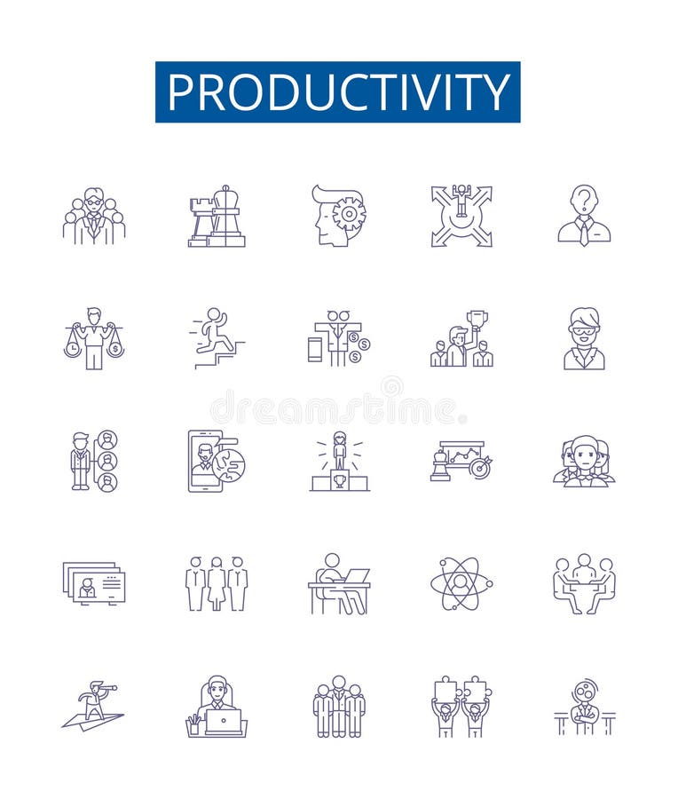 Productivity Line Icons Signs Set. Design Collection of Efficiency ...
