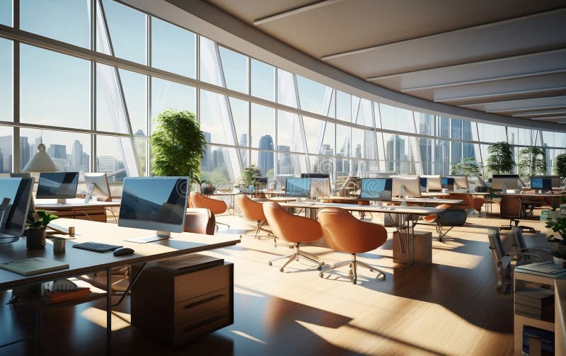 Productivity Oasis Comfortable Workplaces in an Open Office. Generative ...