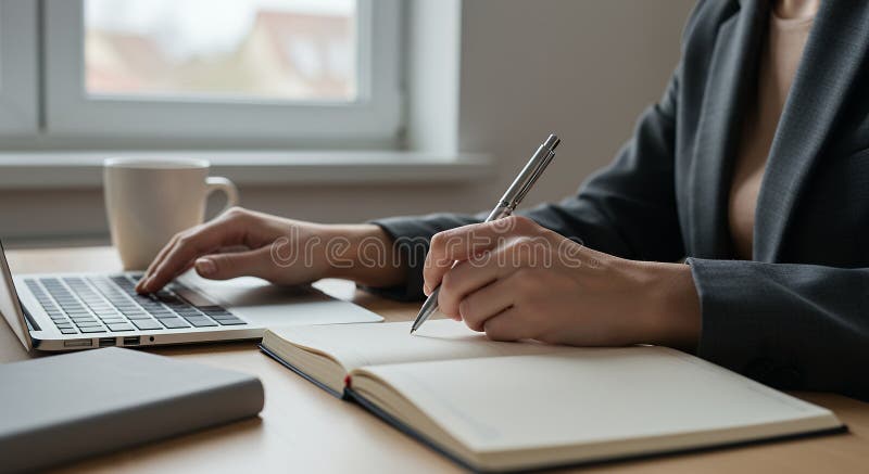 Productivity Powerhouse: Laptop, Notepad & Coffee for Ultimate Focus & Success! Work from Home ...