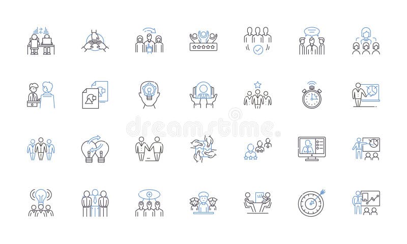 Productivity Seminar Line Icons Collection Efficiency Time Management