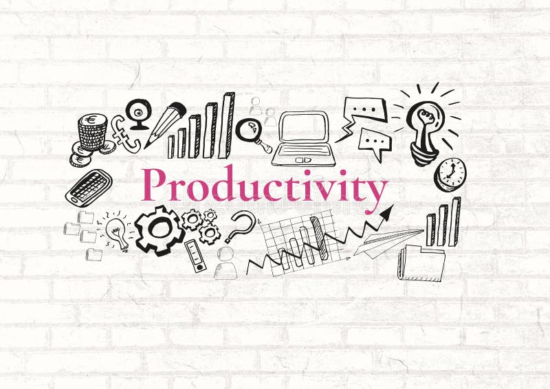 Productivity Text with Drawings Graphics Stock Illustration ...