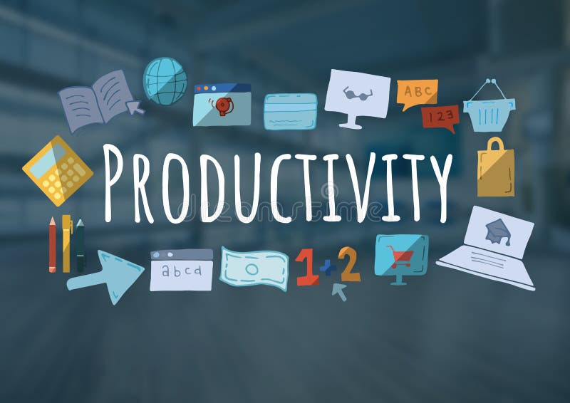 Productivity Text with Drawings Graphics Stock Illustration ...