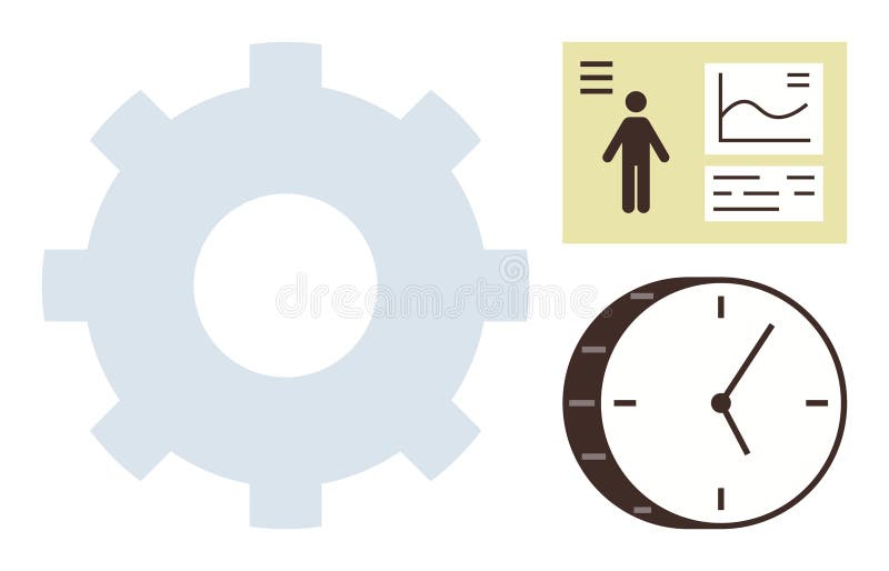 Productivity Tools Featuring Gear, Clock, and Analytics Dashboard ...
