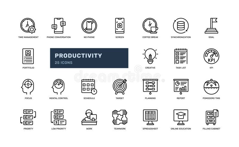 Productivity Work Performance Innovation Teamwork Detailed Outline Line ...