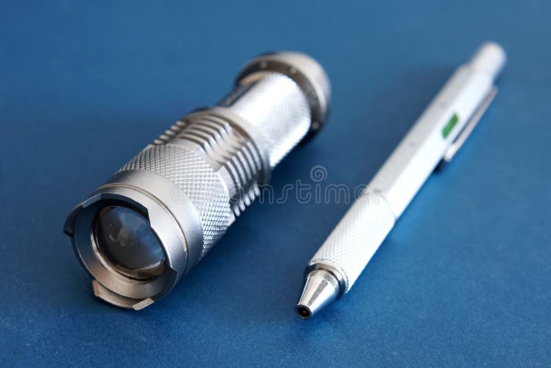 Products from Aluminum, Flashlight and a Writing Pen Stock Photo ...
