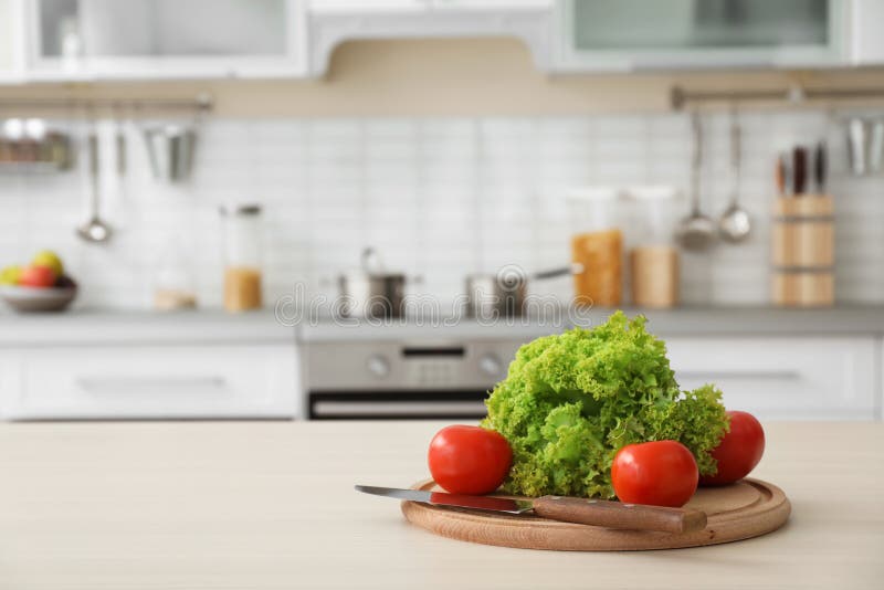 Houseware and Blurred View of Kitchen Interior on Background Stock ...