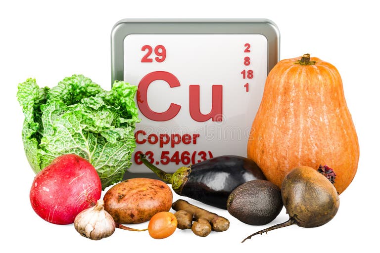Products Containing Copper, Cu. 3D Rendering Stock Illustration ...