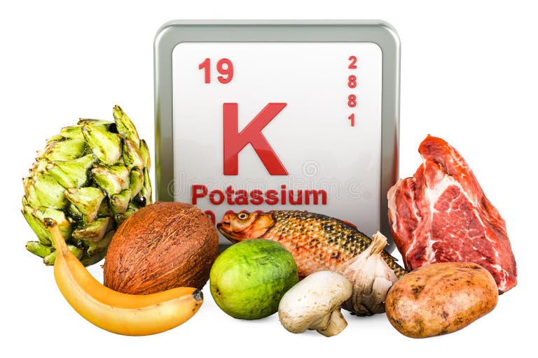 Products Containing K Potassium, 3D Rendering Stock Illustration ...