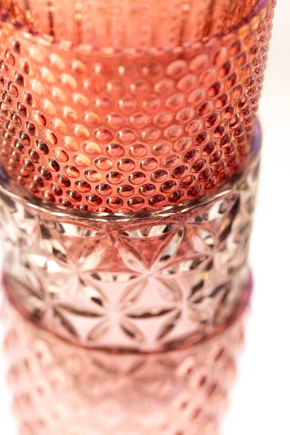 Products Made of Colored Glass Close-up, Patterned Translucent Cups ...