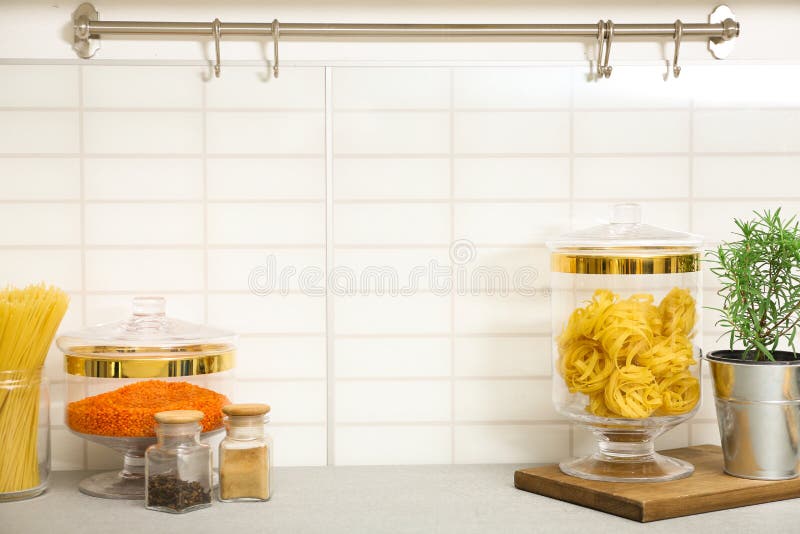 Products in Modern Kitchen Utensils Stock Image - Image of counter ...