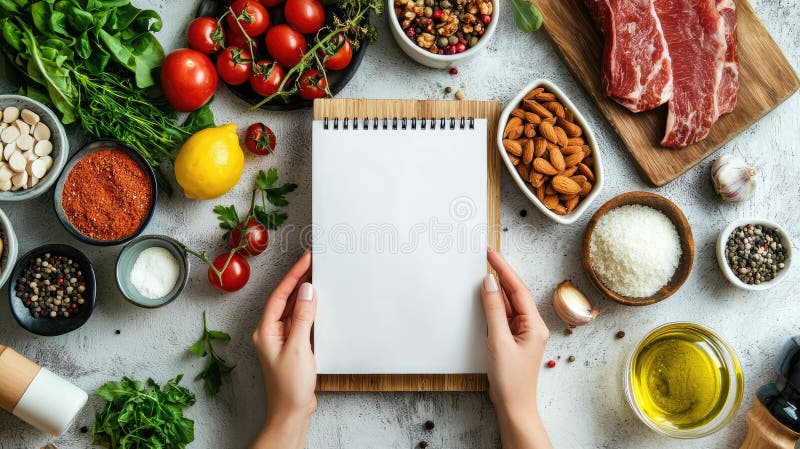 Products for a Notebook Diet. Selective Focus Stock Photo - Image of ...