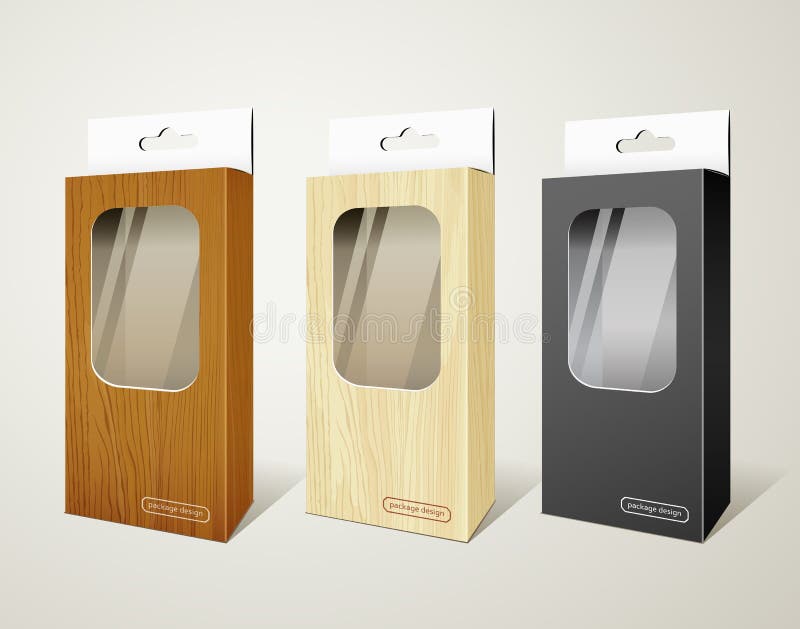 Products Package Wood Box and Black Box Set Stock Illustration ...