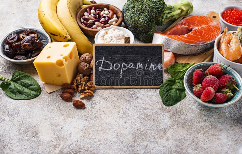 Products Sources of Hormone Dopamine Stock Image - Image of high ...