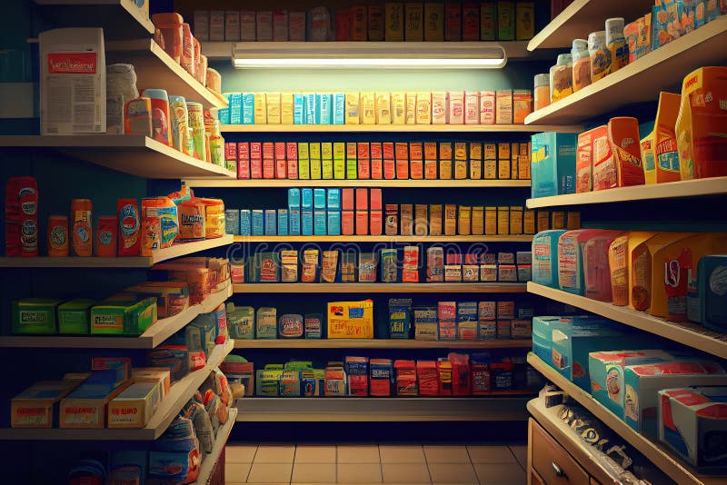 Products in the Store 3d. Generative AI Stock Illustration ...