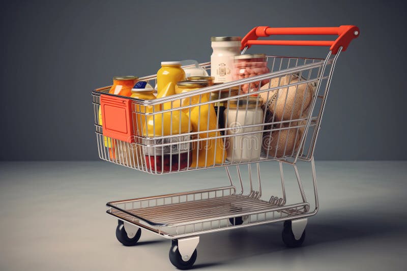 Products in a Supermarket Cart. AI Generated Stock Illustration ...