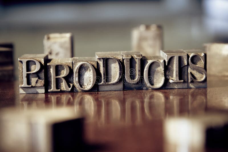 Word Products Composed Out of Vintage Letterpress Blocks Stock Image ...