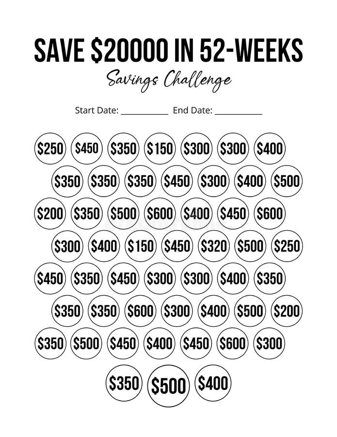 Save Money Challenge, Save 20k Dollars in 52 Weeks, Monthly Budget ...