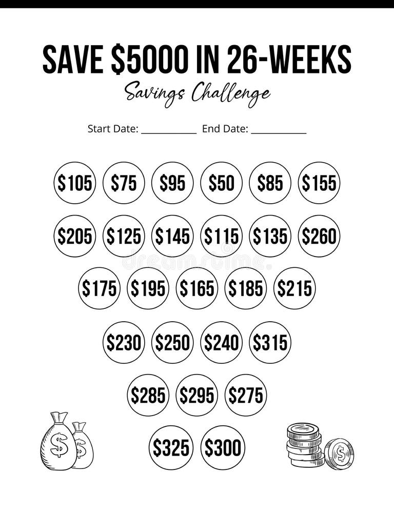 Sized Mini Savings Challenge Trackers Stock Illustrations – 162 Sized ...