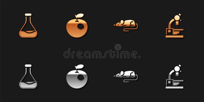 Proefbuis En Kolf Met Genetisch Gemodificeerde Appelmuis En Microscoop ...