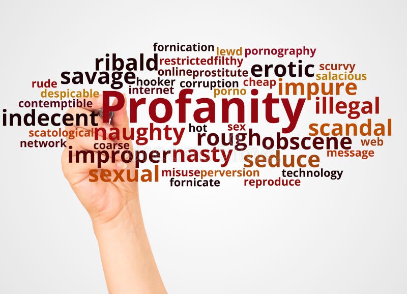 Profanity Word Cloud and Hand with Marker Concept Stock Photo - Image ...
