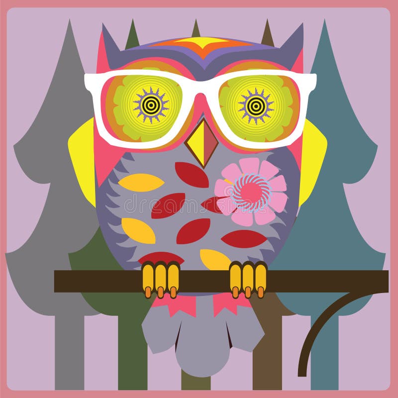 Marcos Lindos Del Búho Fijados Ilustración del Vector - Ilustración de ...