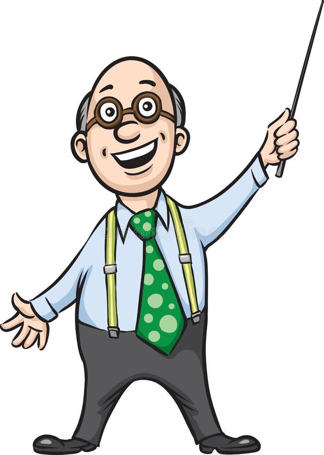 Historieta De Señalar Calvo Del Profesor Ilustración del Vector ...