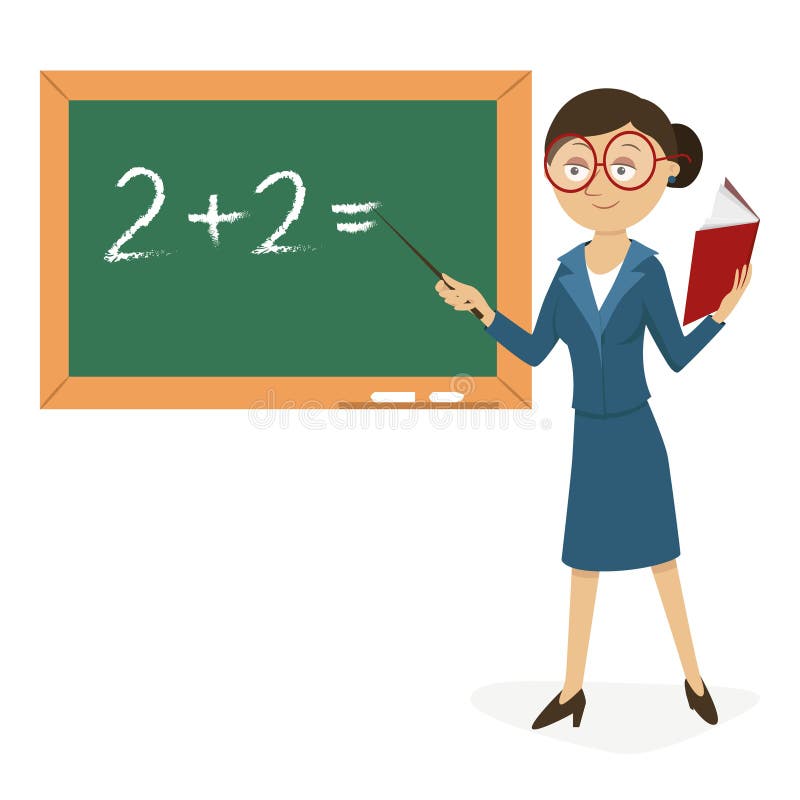 Professeur Au Tableau Noir Avec Un Manuel Illustration Stock ...