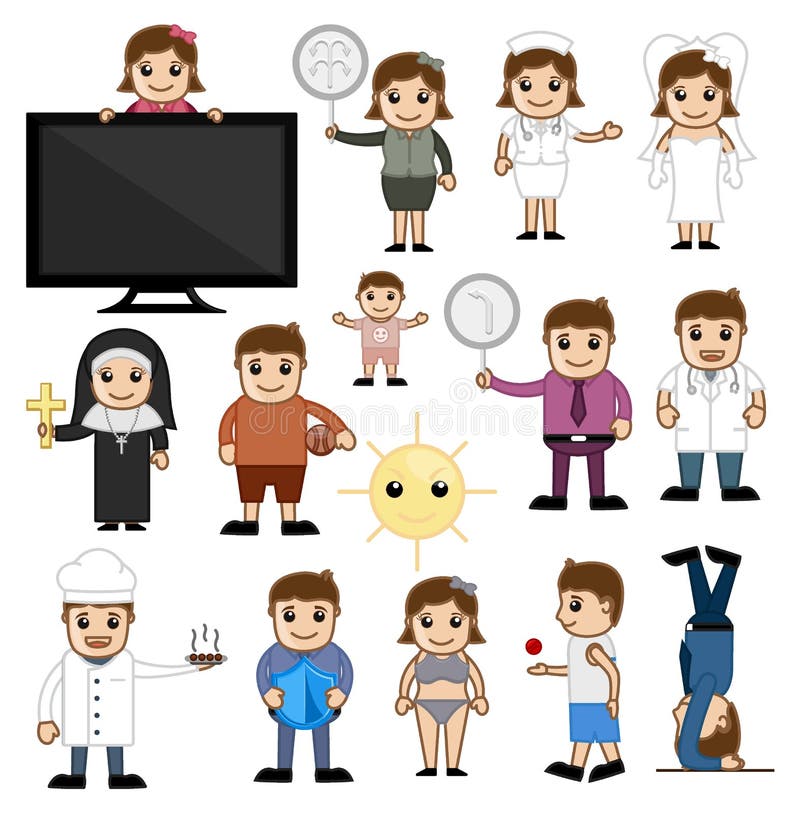 Profession and Advertisement Cartoon People Illustration Stock Vector ...