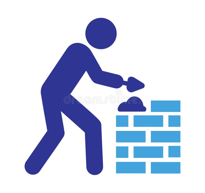 Profession Bricklayer Character Icon Stock Illustration - Illustration ...