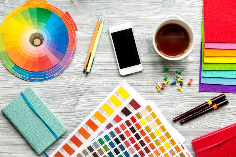 Profession Concept with Designer Tools on Work Desk Background Top View ...